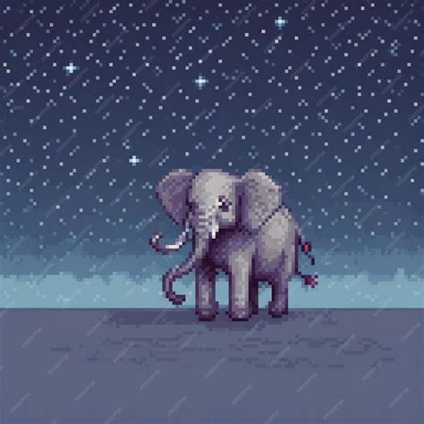 Pixel Art Of A Majestic Elephant In A Starry Field Premium Ai