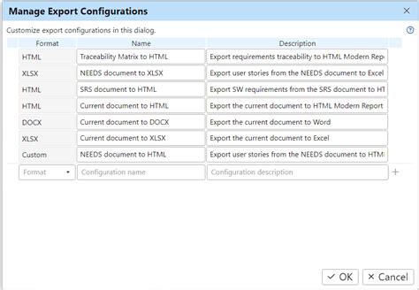 Export Documents Using Configurations ReqView Documentation