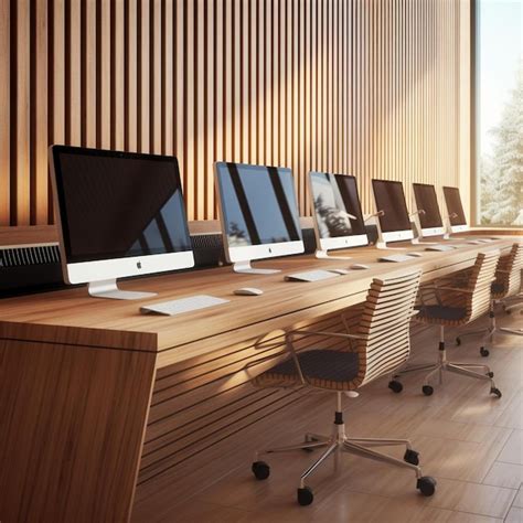 A Row Of Computers With The Word Apple On The Screen Premium AI