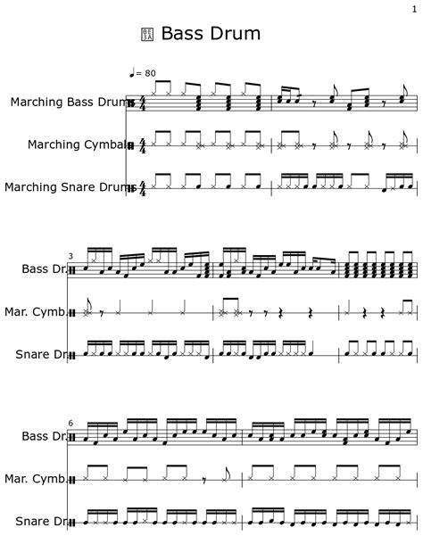 ฺbass Drum Sheet Music For Marching Bass Drums