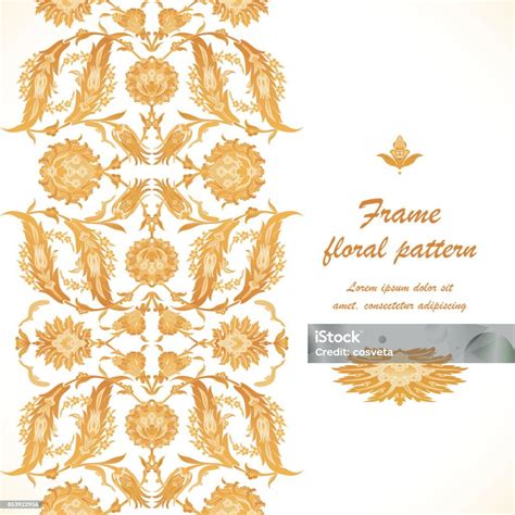 디자인 서식 파일 벡터에 대 한 독특한 빈티지 장식의 화려한 패턴입니다 동부 모티브입니다 오리엔탈 꽃 테두리 텍스트에 대 한 장소입니다 골드 화이트 꽃 저장 날짜 인사말