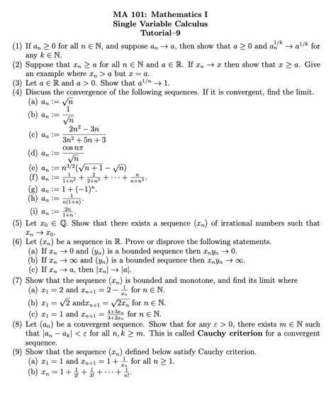 Solved Ma 101 Mathematics I Single Variable Calculus