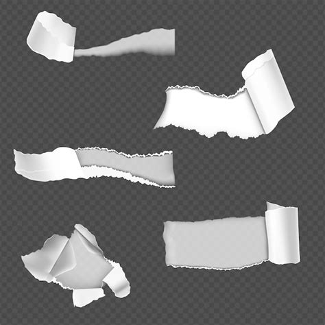 다른 모양 현실적인 투명 세트 절연의 가장자리와 찢어진 된 종이 프리미엄 Psd 파일