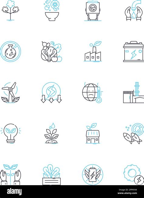 Wind Energy Linear Icons Set Turbine Renewable Clean Power Windmill Blade Generator Line