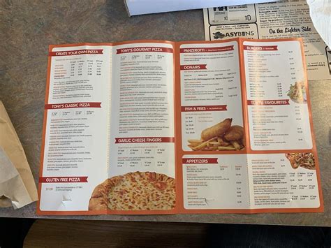 Menu At Tony Pepperoni Gourmet Pizza Fredericton North Side Pizzeria