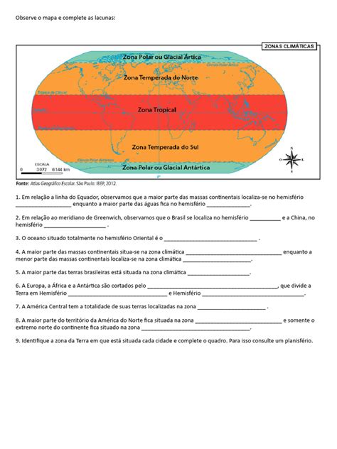 Análise Geográfica Hemisférios E Zonas Climáticas Pdf Clima