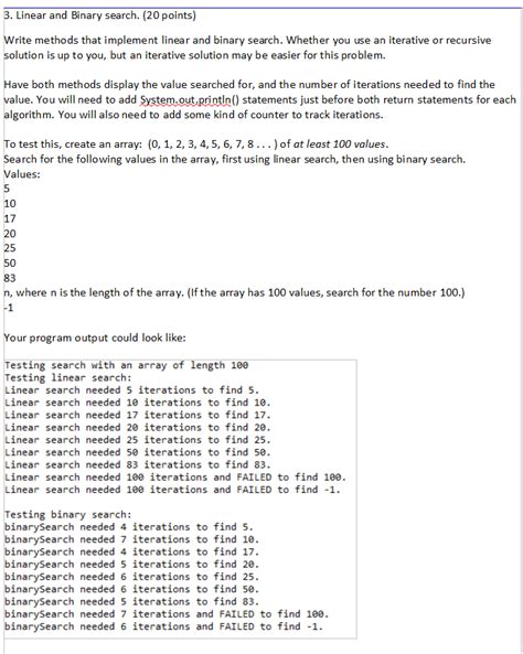 Solved Linear And Binary Search Points Write Chegg