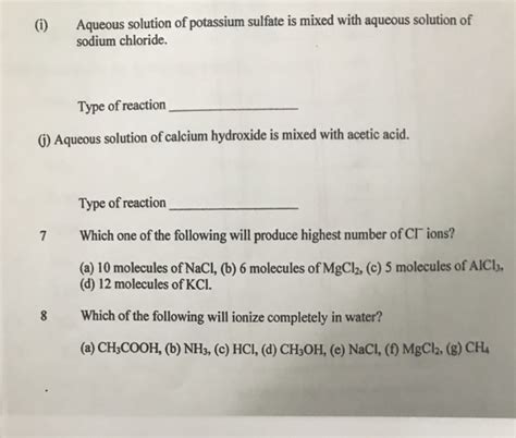 Solved Aqueous Solution Of Potassium Sulfate Is Mixed With
