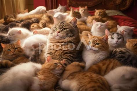 大量の太った猫 No 26654368｜写真素材なら「写真ac」無料（フリー）ダウンロードok