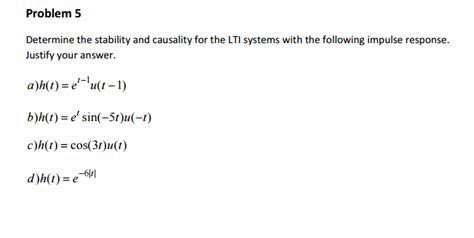 Solved Determine The Stability And Causality For The LTI Chegg Com