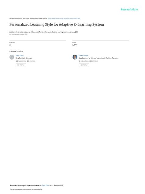 Personalizedlearningstyleforadaptivee Learnin Pdf Educational