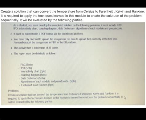 Create A Solution That Can Convert The Temperature Chegg Com