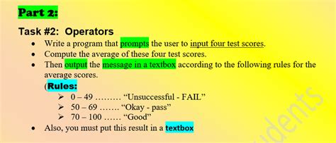 Solved Part 2 O 0 Task 2 Operators Write A Program That