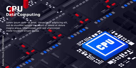Vecteur Stock High Tech Electronic Pcb Printed Circuit Board With Processor Microchips And