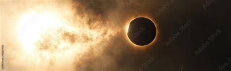 3d Cartoon Depiction Of An 80 Percent Solar Eclipse With The Moon