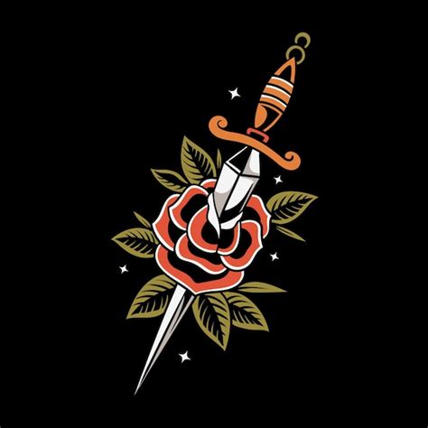 빈티지 장미 문신