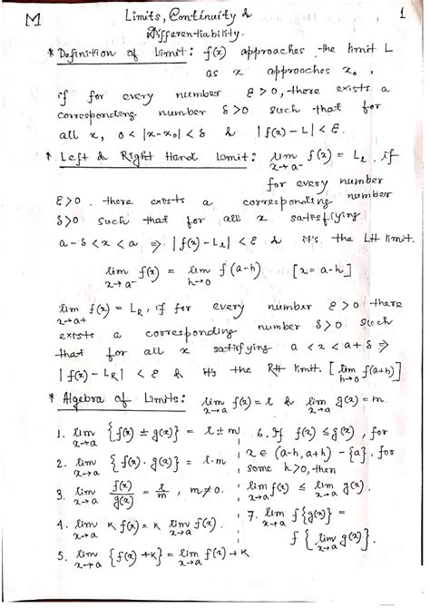 Limits Continuity Differentiability Calculus 1 Studocu