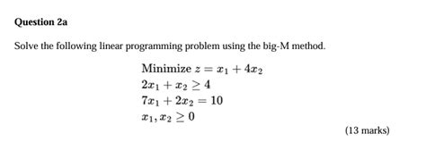 Solved Question 2asolve The Following Linear Programming