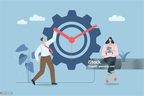 시간 관리 계획 개념 지능형 적절한 계획 정시 작업 조직의 완벽한 시간 설정 시계 바늘을 설정하는 비즈니스 팀 벡터 디자인