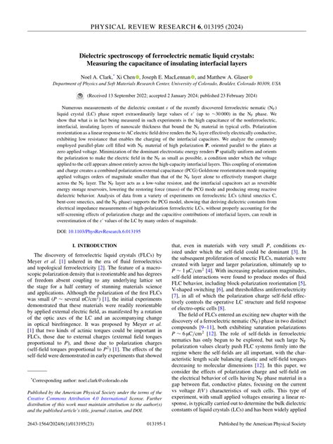 Pdf Dielectric Spectroscopy Of Ferroelectric Nematic Liquid Crystals