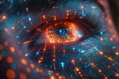 Close Up Scanning Eye Biometric And Technology Concept Stock Image Image Of Focus Hologram