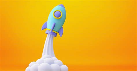 노란색 배경에 만화 로켓 발사 사업 시작 개념입니다 클리핑 패스를 사용한 3d 렌더링 사진 Unsplash의 만화 이미지