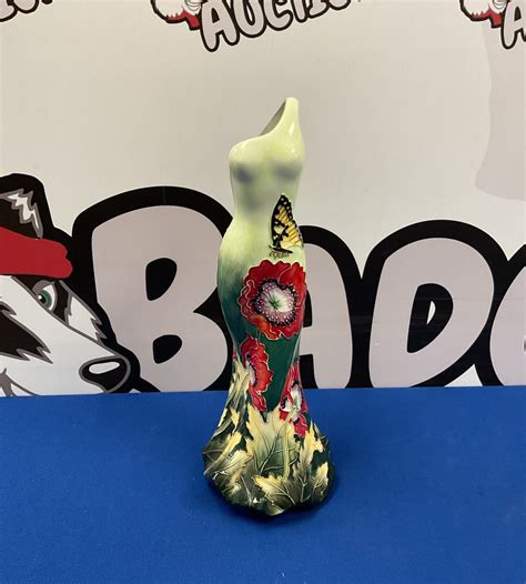 Benaya M M Signed Female Form Vase With Butterfly And Flowers Design