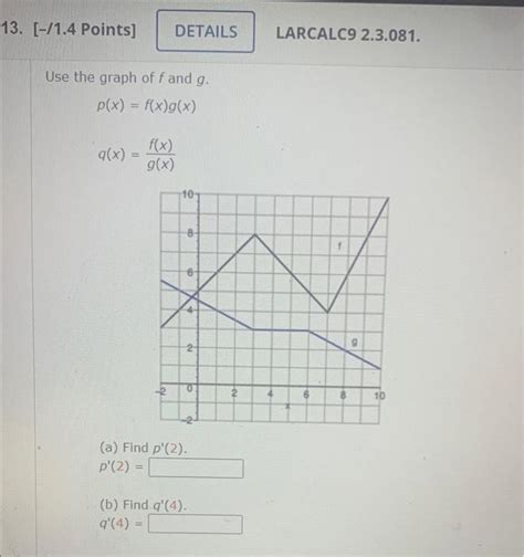 Solved Use The Graph Of F And G P X F X G X Q X G X F X Chegg Com