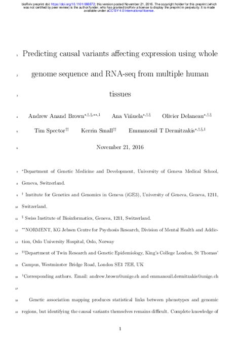 Pdf Predicting Causal Variants Affecting Expression Using Whole