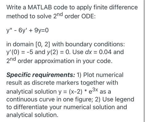 Solved Write A Matlab Code To Apply Finite Difference Method