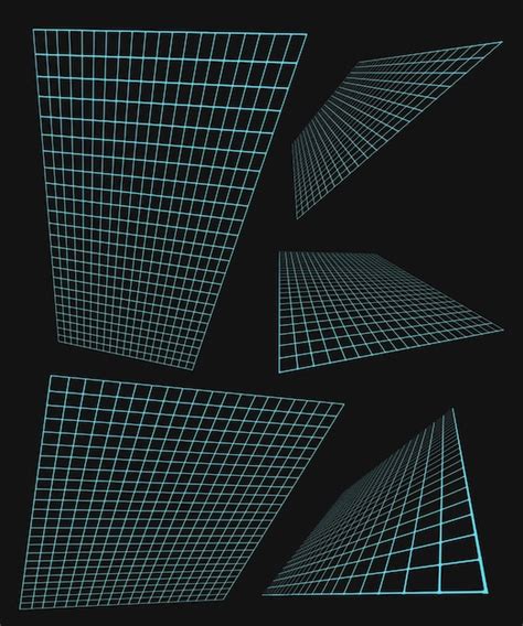 Premium Psd Collextion Of 3d Wireframe Grid Geometric Grid Wires