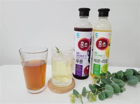홍초 레시피 에이드 만들기 청정원 홍초 레몬and라임 홍초 푸룬 네이버 블로그