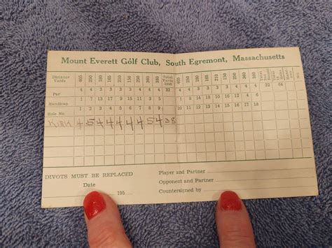 Vintage Mount Everett Golf Club South Egremont Ma Score Card B4 1964
