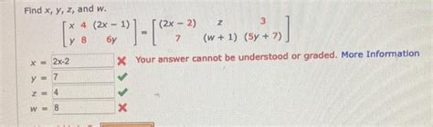 solved find x y z and w x y z w