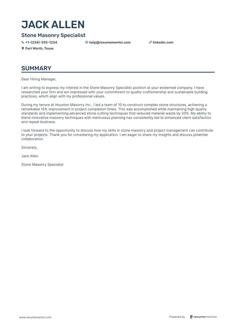 Bricklayer Cover Letter Examples By Professional