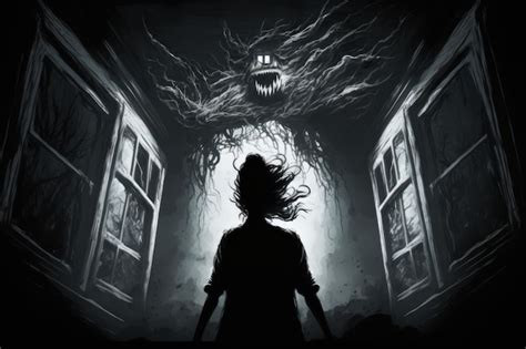 Woman Is Standing Poltergeist That Brings Trouble Indoors Beautiful