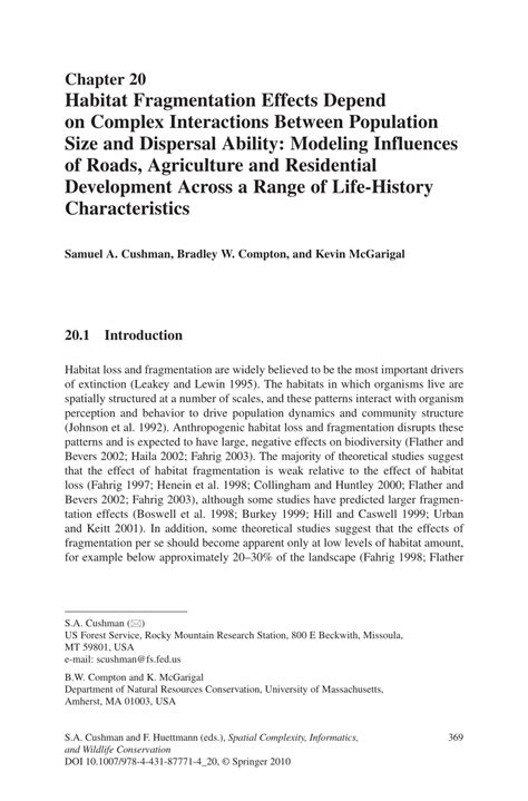 Pdf Habitat Fragmentation Effects Depend On Complex Interactions