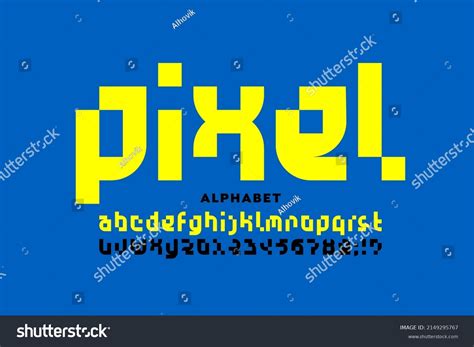 Pixel Style Font Alphabet Letters Numbers Stock Vector Royalty Free Shutterstock