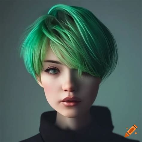 Portrait Of A Girl With Green Hair