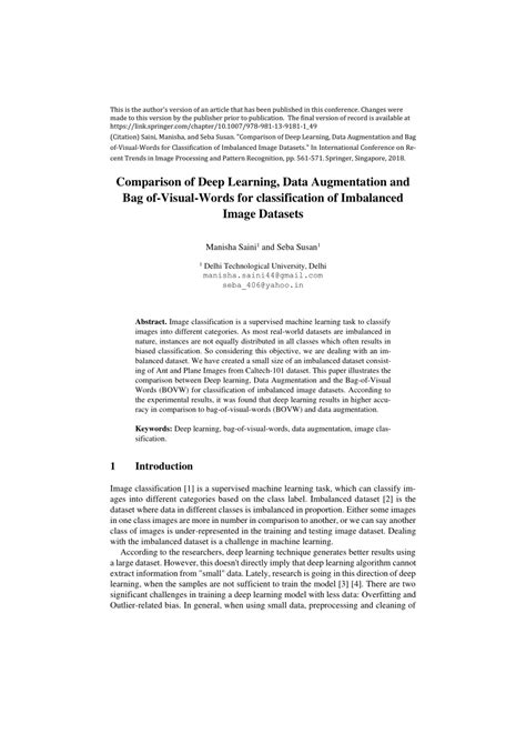 Pdf Comparison Of Deep Learning Data Augmentation And Bag Of Visual