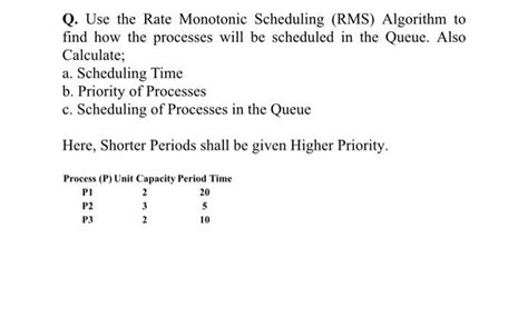 Solved Q Use The Rate Monotonic Scheduling Rms Algorithm