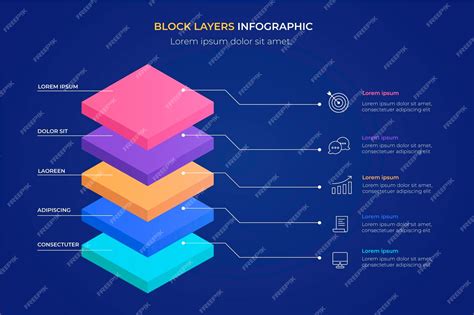 Free Vector 3d Block Layers Infographic Template