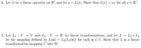 solved 6 let l be a linear operator on rl and let a l 1