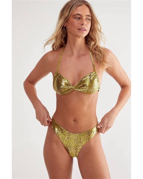 Nasty Gal Metallic Animal Twist Bikini Set In Green Lyst