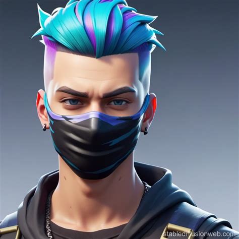 Ninja Fortnite Character With Low Taper Fade Stable Diffusion Online