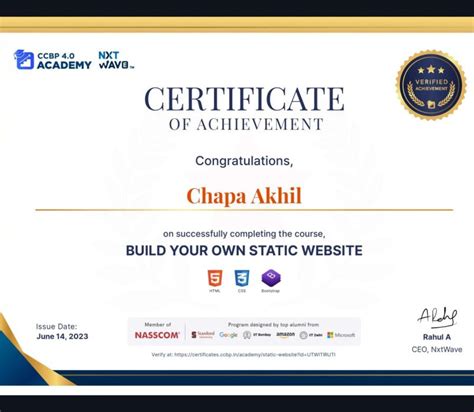 Akhil Chapa On Linkedin Nxtwave Nxtwaveccbp Html Css Bootstrap Certificate Rahulattuluri