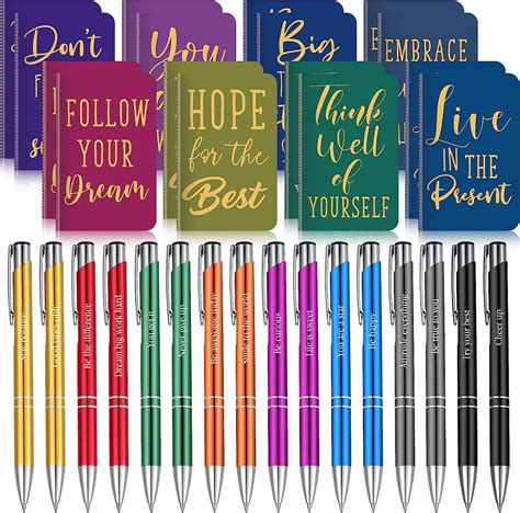 Funrous 32 Pcs Motivational Quote Pens Inspirational Notepads Mini