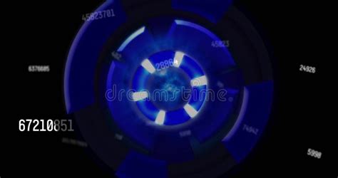 Blue Circular Data Visualization Animation With Numbers And Glowing Segments Stock Video Video