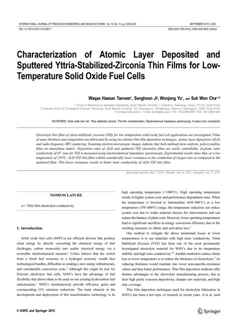 Pdf Characterization Of Atomic Layer Deposited And Sputtered Yttria