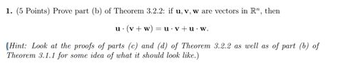 Solved Points Prove Part B Of Theorem If U Chegg Com